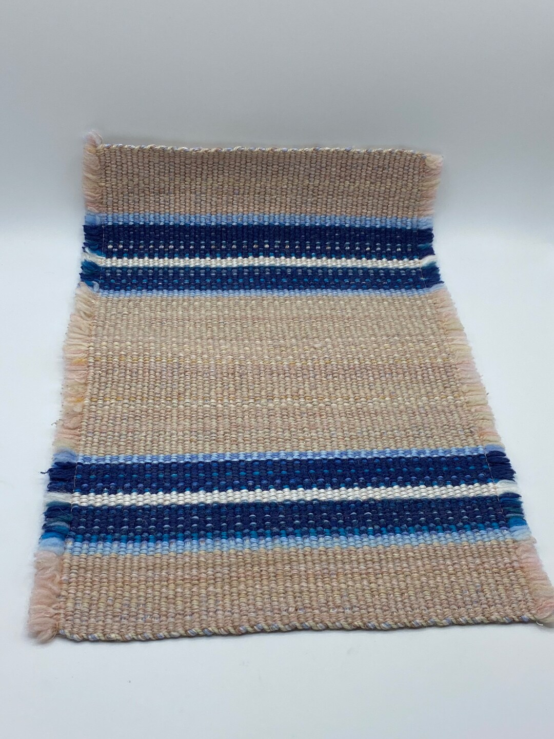 Vintage Boho Style Woven Blue and Light Pink Stripe Place Mats - Etsy
