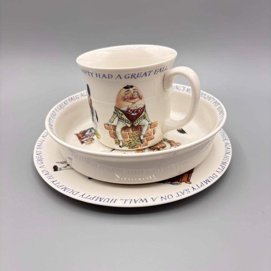 Vintage Humpty Dumpty Sat on a Wall Child’s Dish Set, Queen’s China ...