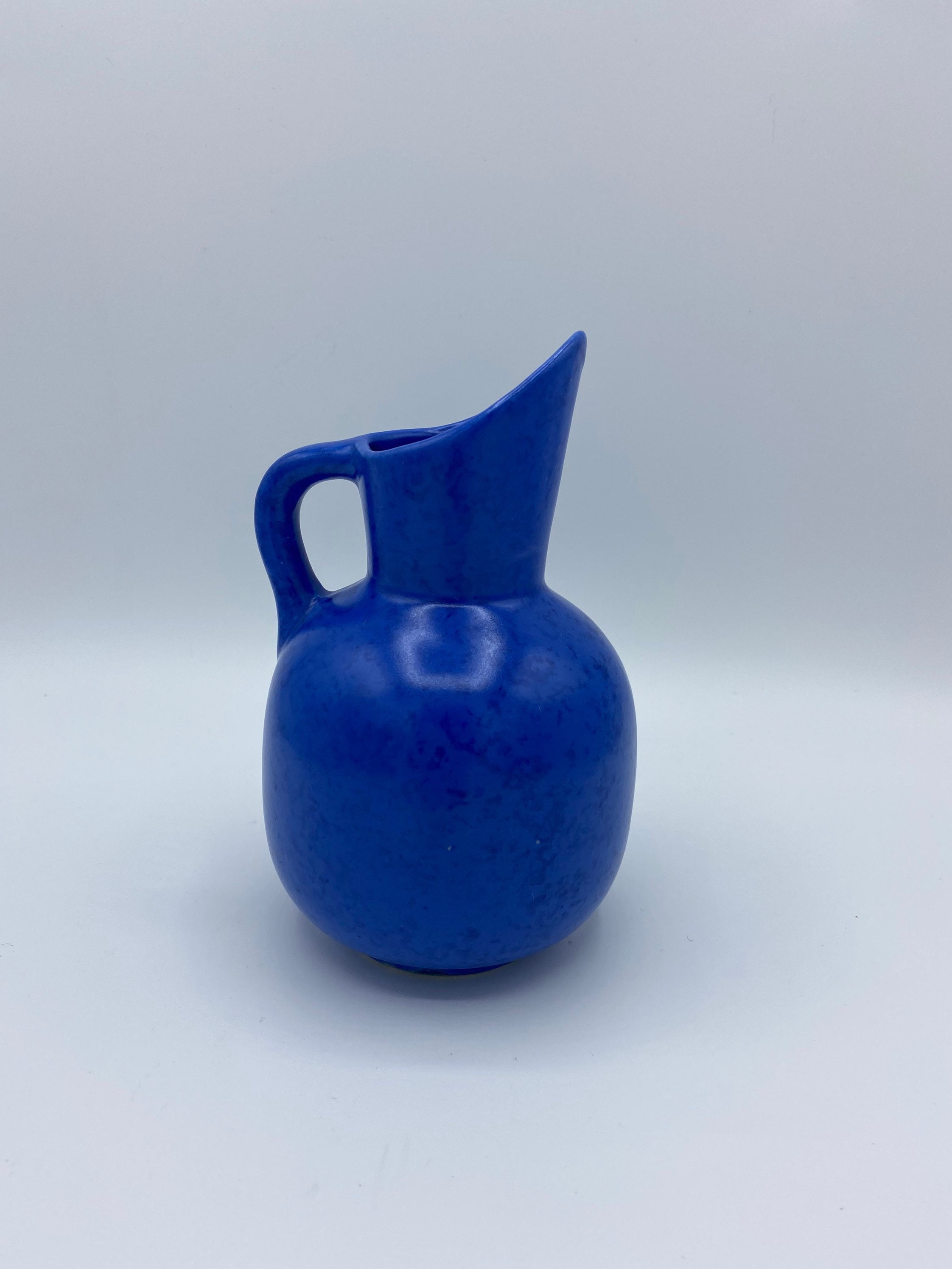 Vintage Cobalt Blue Ceramic Pitcher With Sponge Paint Texture - Etsy