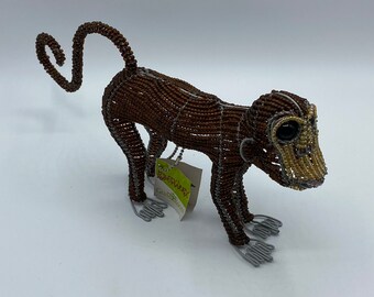 Vintage Wire Beaded Lion Art Sculpture, Handmade Beaded Wire Lion ...