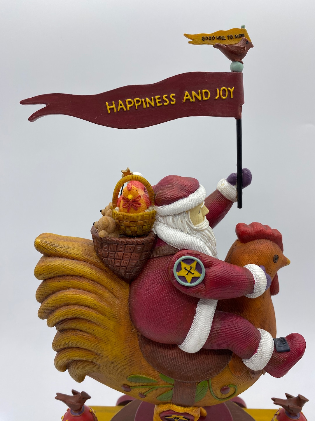 Demdaco Americana Christmas santa Sitting on A Chicken, Go 2002 Kathy ...