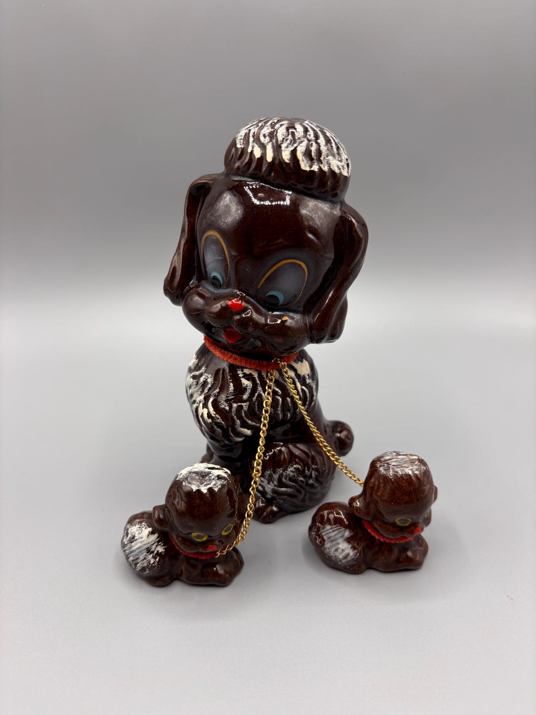 Vintage Kitschy Red Clay Poodle Family Figurines - Made in Japan - Etsy
