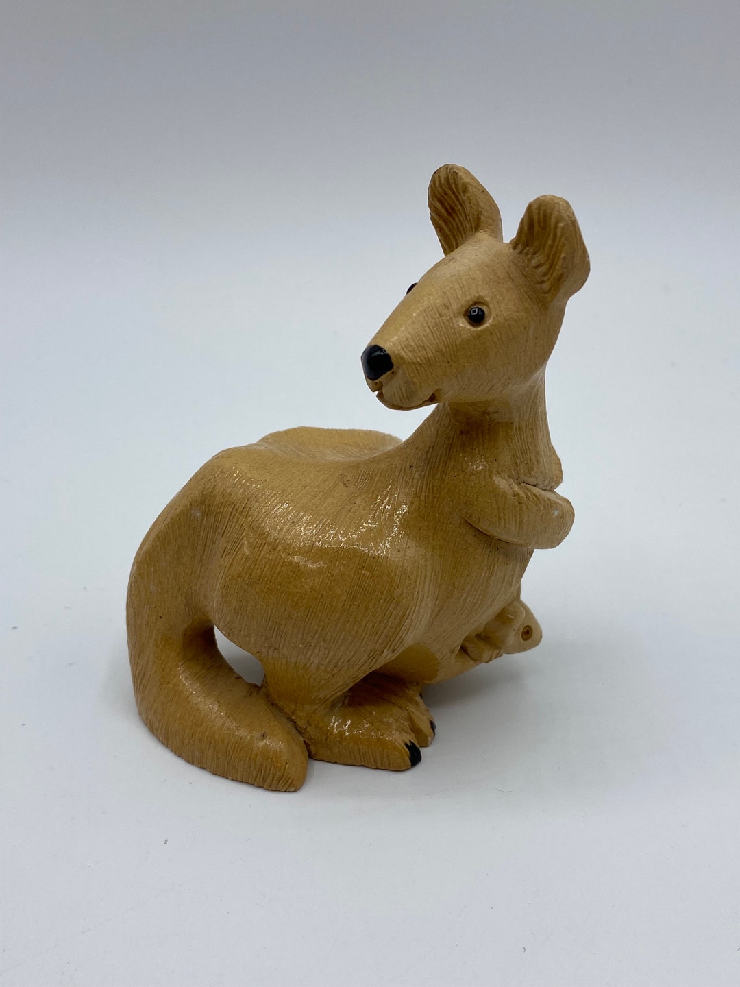 Vintage Artesania Rinconada Carved Uruguay Kangeroo and Joey Figurine ...