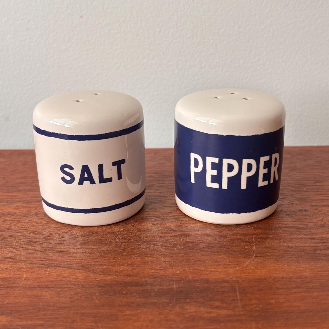 Vintage Lenox Kate Spade Salt and Pepper Shaker Set, Navy and White - Etsy