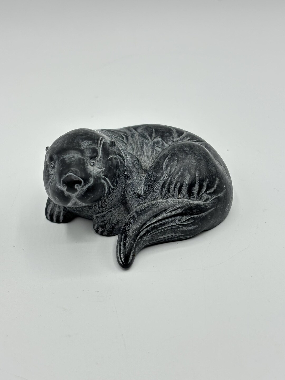 Vintage BOMA Sea Otter Figurine Black Resin 2.5" Handcarved Marine ...