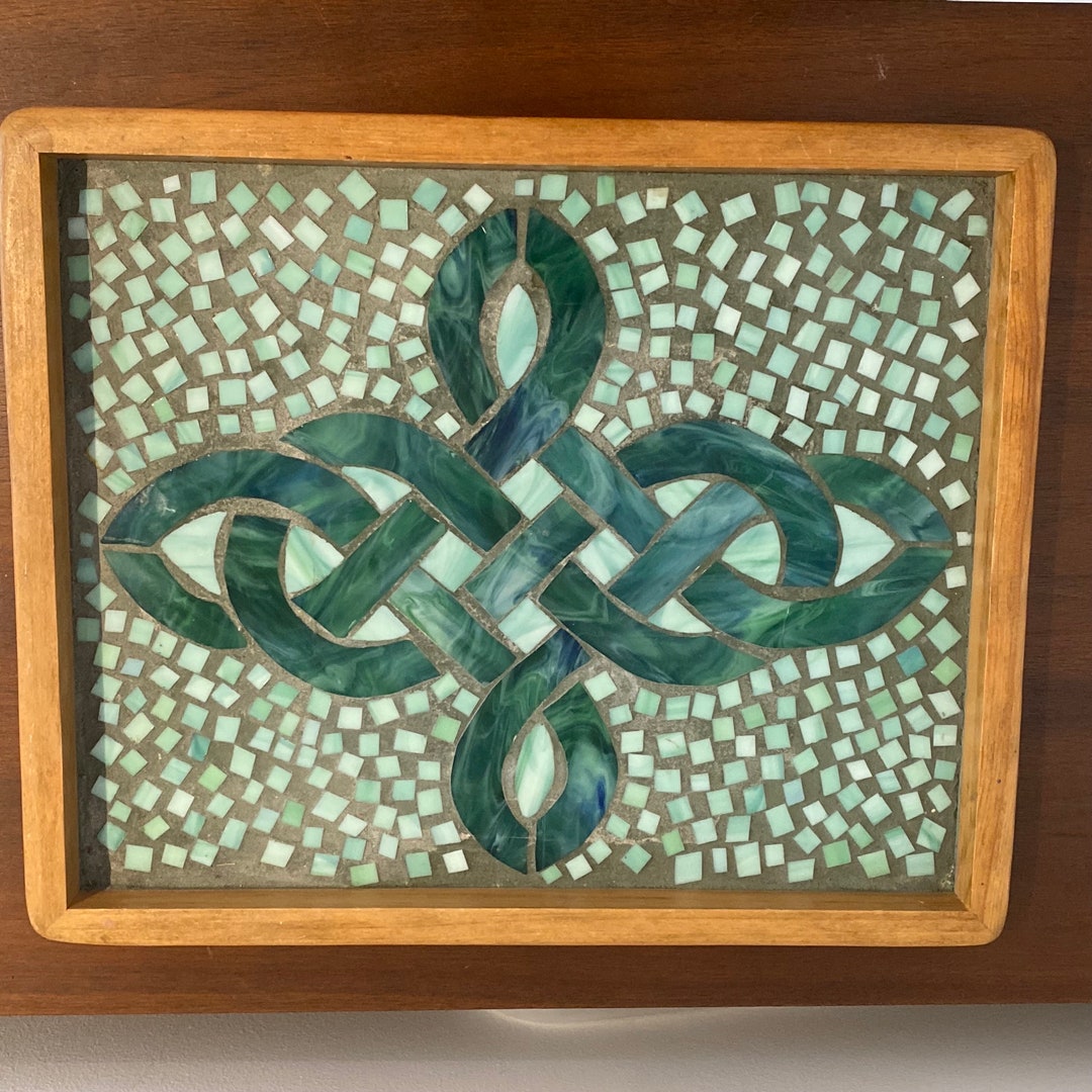 Vintage Handmade Celtic Knot Mosaic Tile Wooden Frame Serving - Etsy
