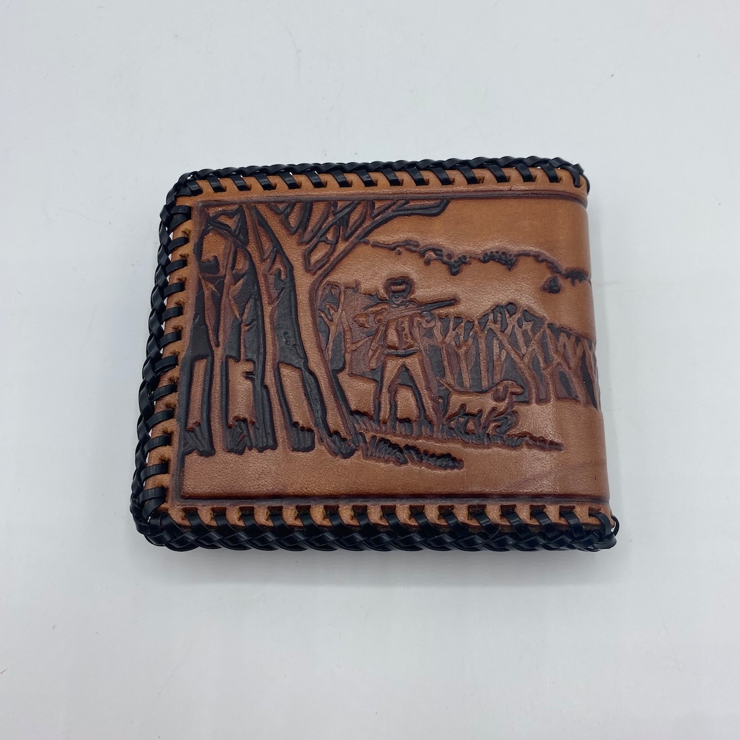 Vintage Hand Tooled Hunting Scene With Pheasant Bird Brown Leather ...