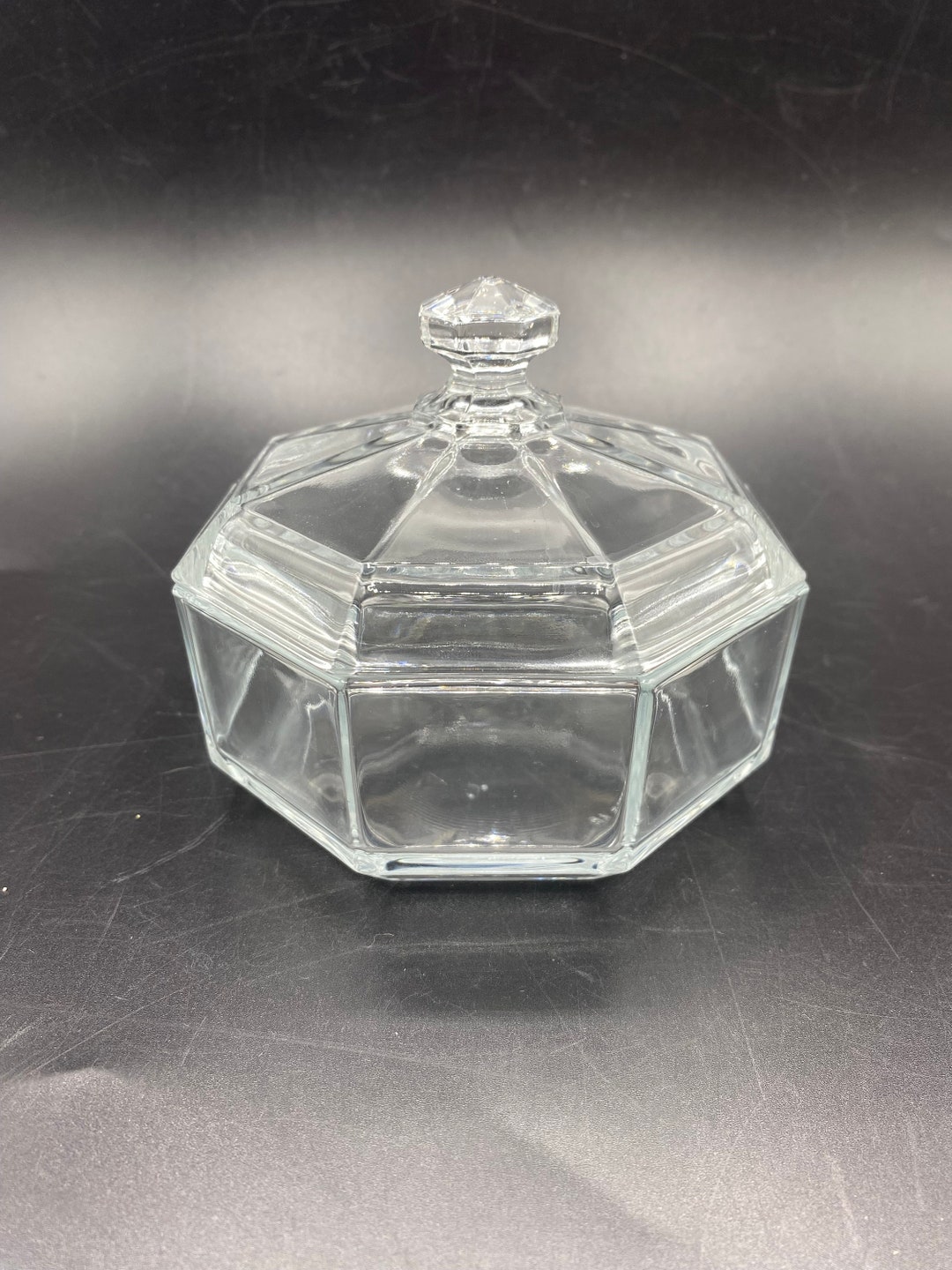 Vintage Octagon Shape Arcoroc France Clear Glass Covered Candy Dish - Etsy