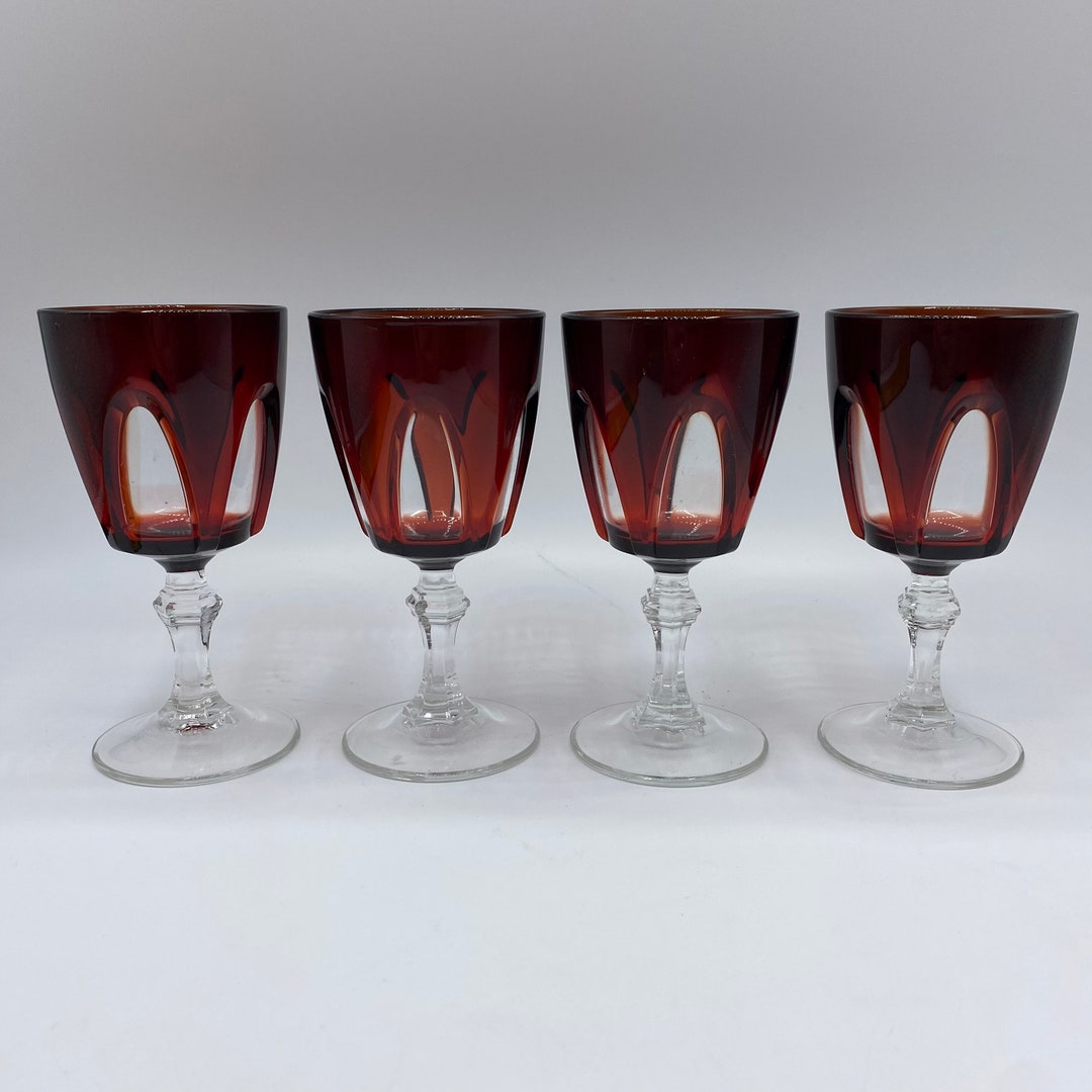 Luminarc Arcoroc Cristal D'arques Durand France Ruby Red Gothic Wine ...