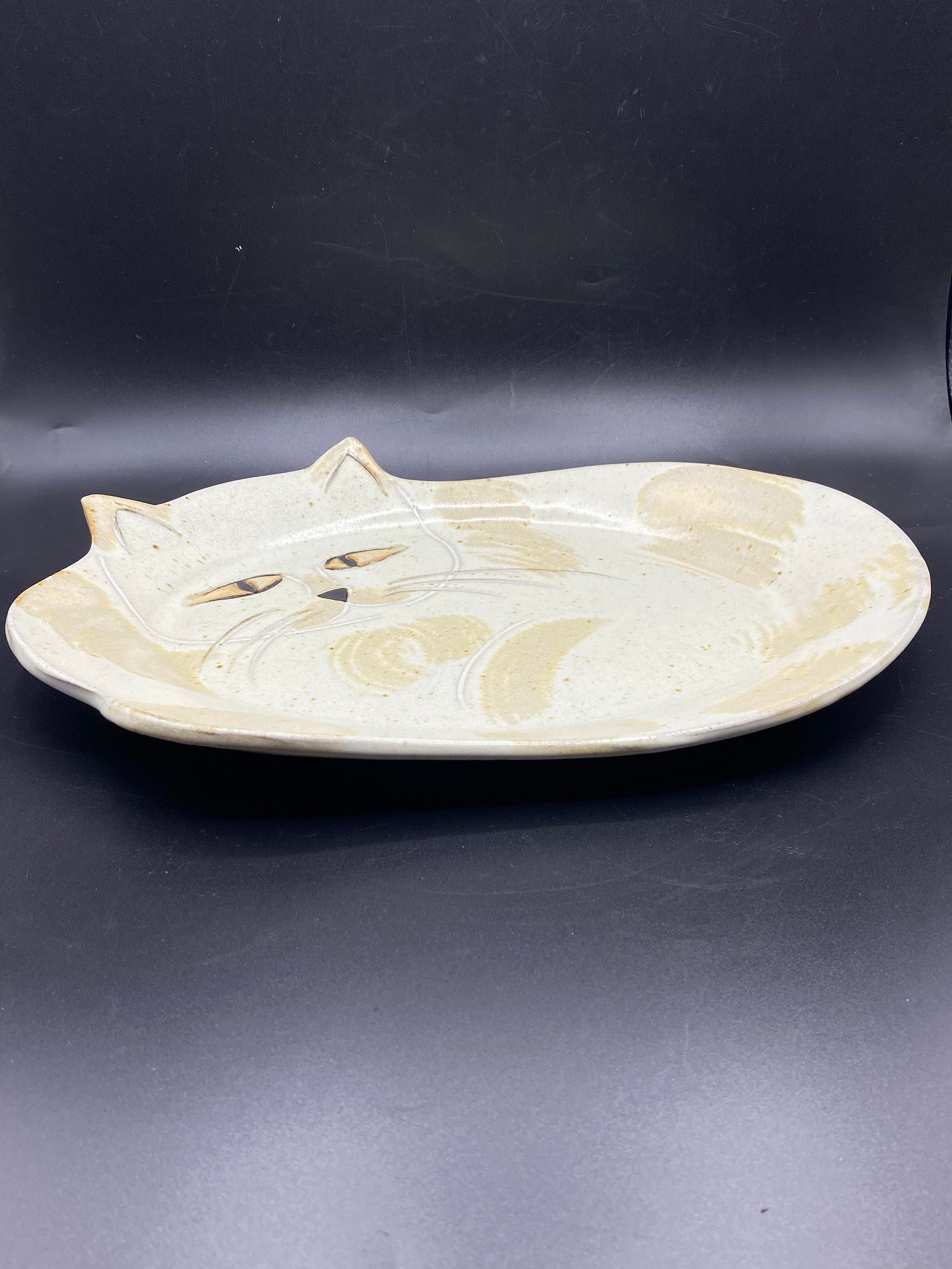 Vintage Figural Studio Pottery Cat Platter Serving Plate, Artist Signed ...