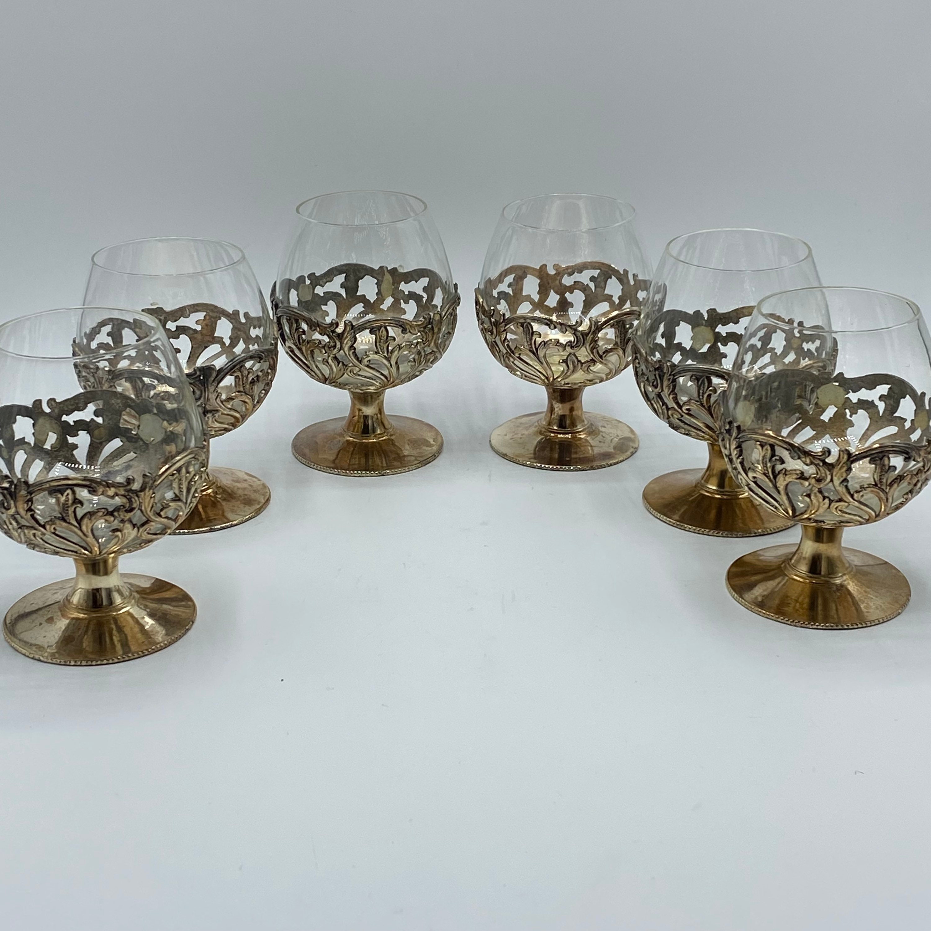 Vintage EP Antimony Set of 6 Ornate Silver Covered Wine - Etsy
