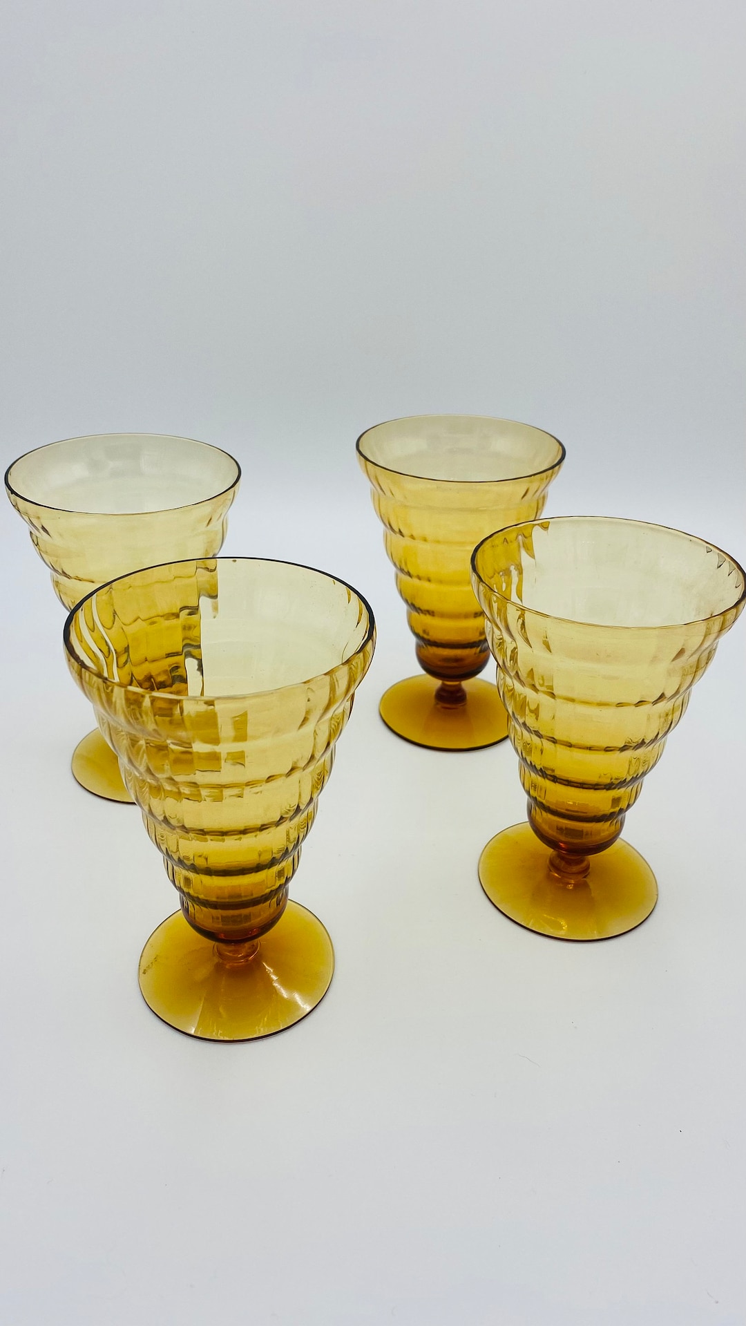 Set of 4 Rare Utility Glass Works Amber Cocktail or Parfait Dishes ...