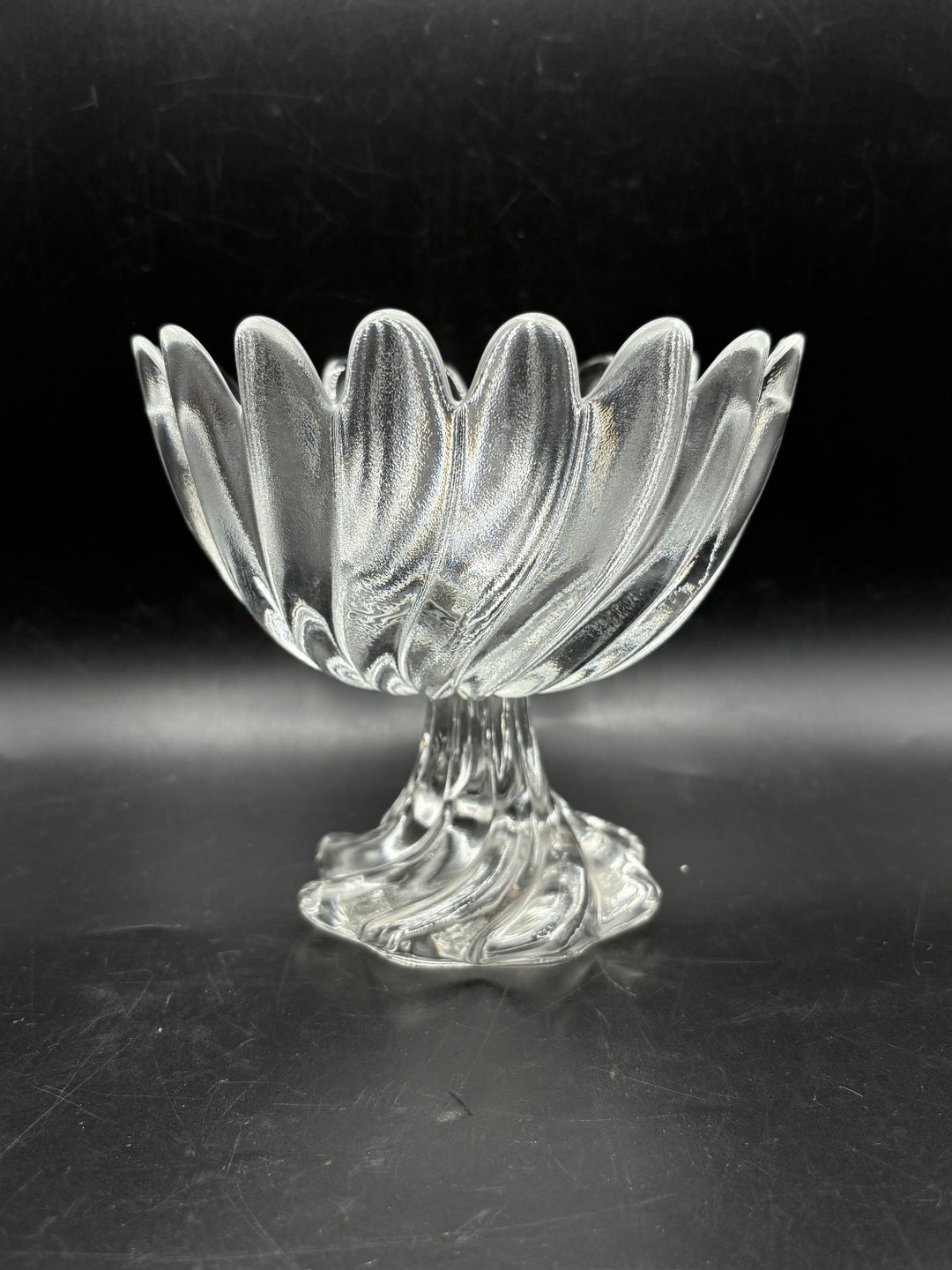 Vintage Studio Nova Clear Glass Compote Tray: Petal Flower Design - Etsy