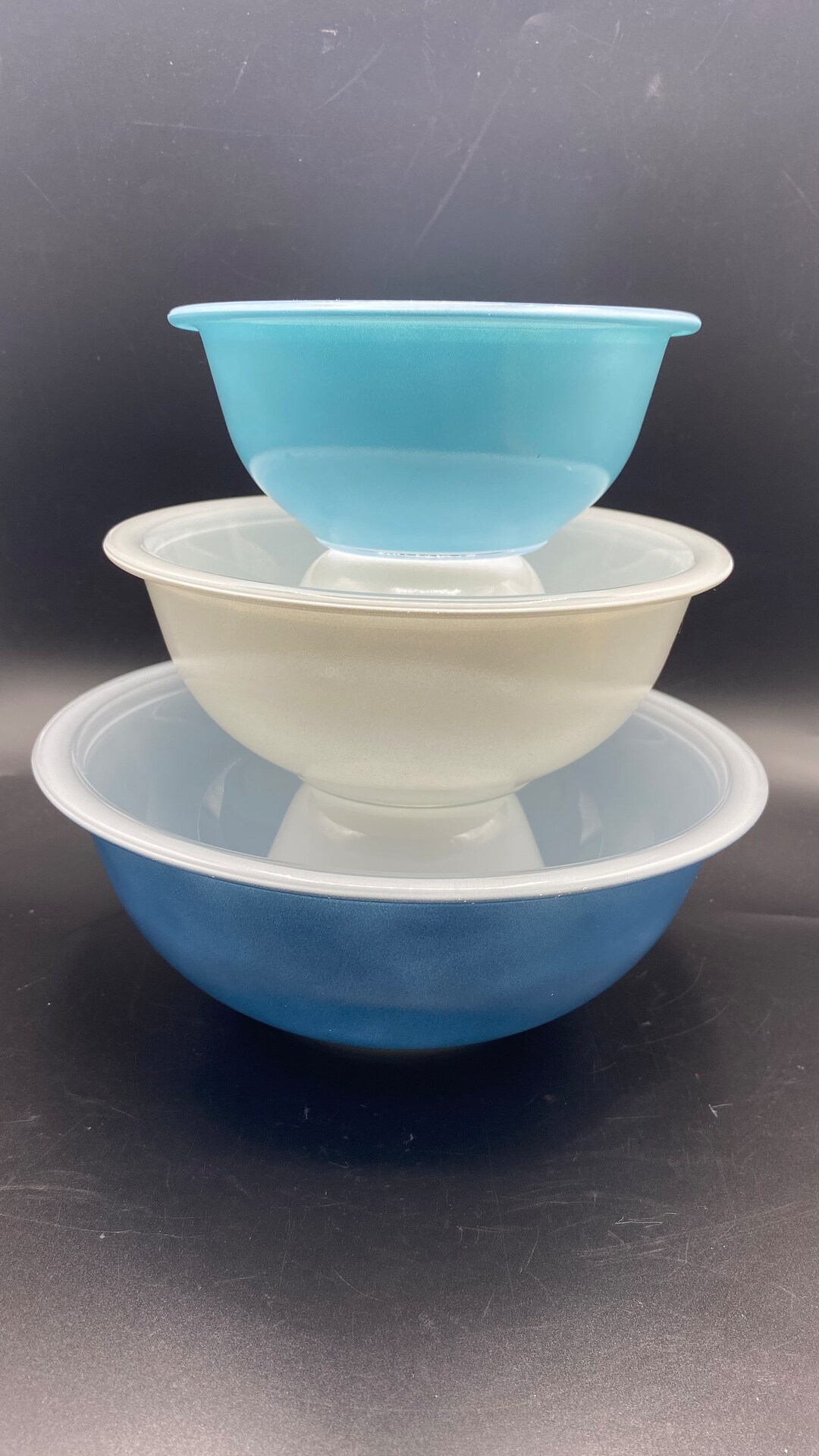 Vintage Moody Blue Pyrex Clear Bottom Nesting Bowls Set of 3 - Etsy