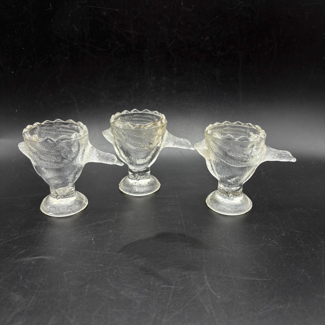 Vintage Clear Glass Duck Goose Geese Cristal D'arques Durand Egg Cup ...