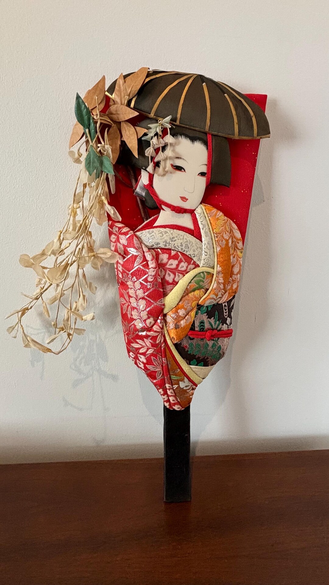 Vintage Japanese Hagoita Battledore Wall Paddle Hand Decorated Geisha ...