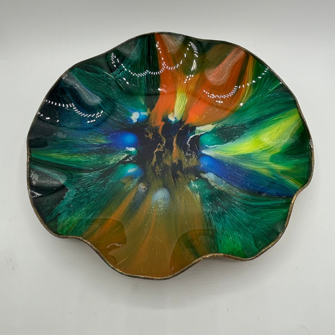 Vintage Seetusee Glassware by Mayfair Pigskin Backed Rainbow Bowl 11 ...