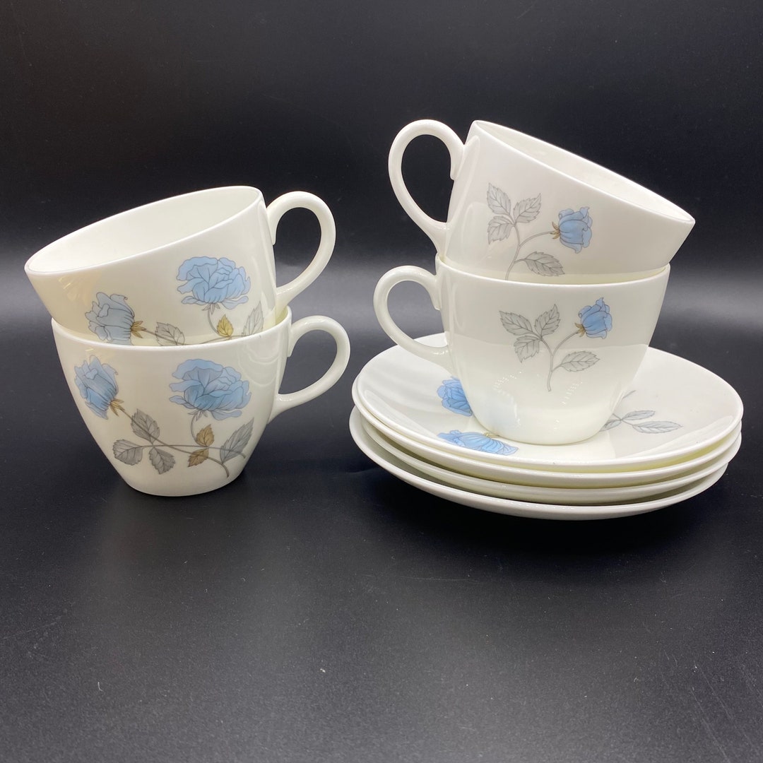 Vintage ice Rose Wedgewood Tea Cup and Saucer Set of 4 or 6 - Etsy