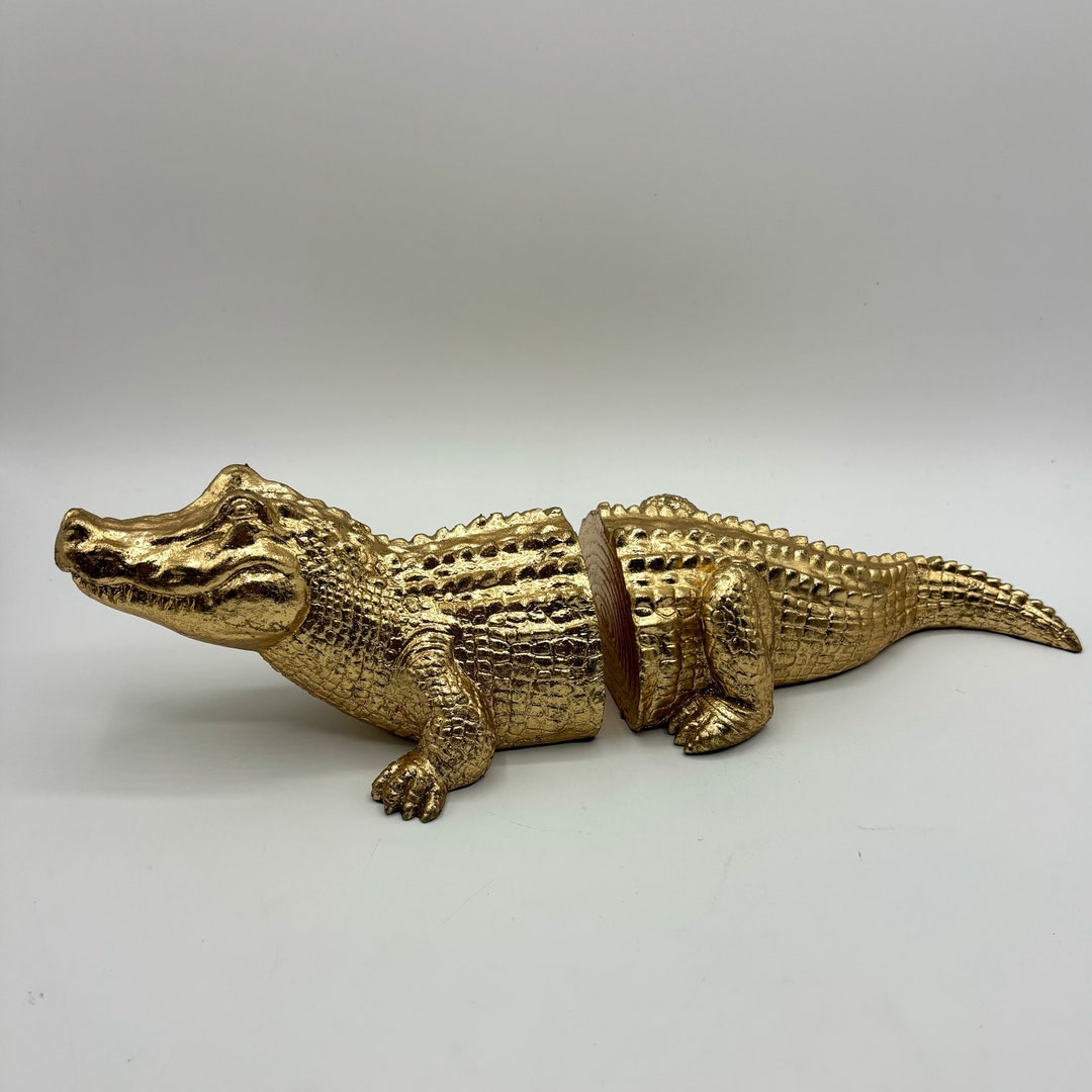 Gold Foil Alligator Crocodile Bookends - Etsy