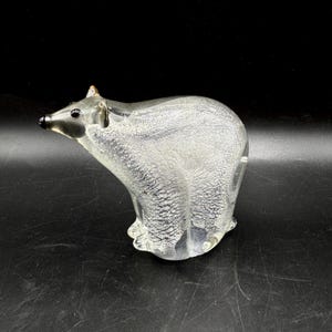 Vintage Art Glass Polar Bear Sculpture With Silver Fleck - Etsy
