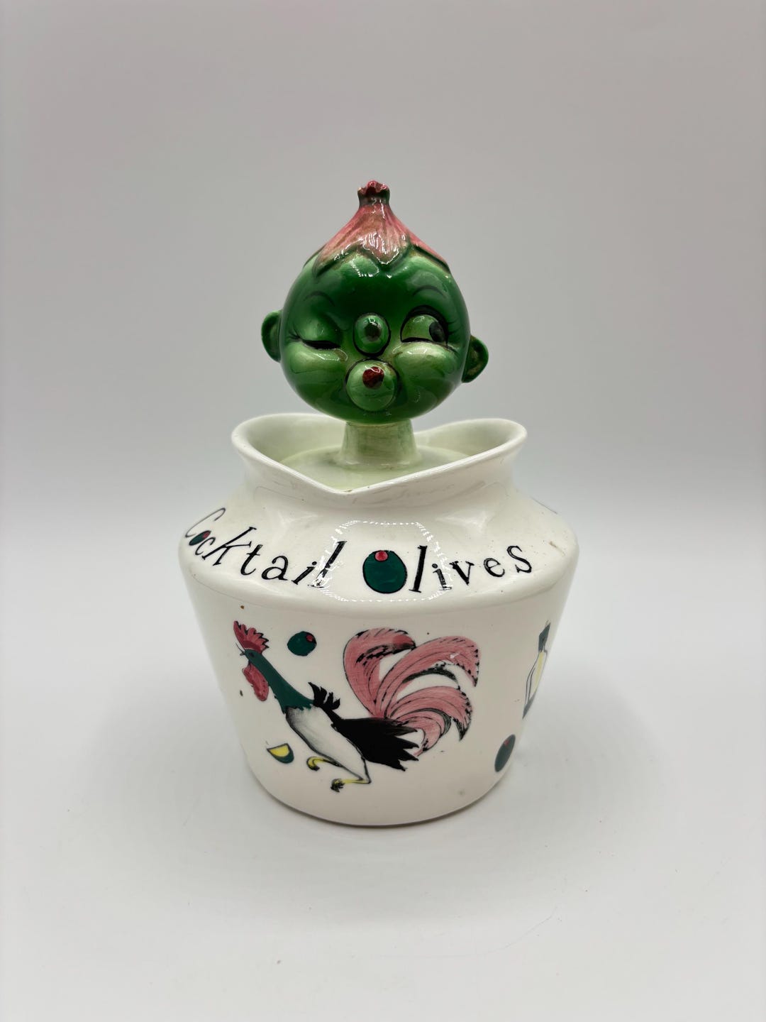 Vintage ESD Lefton Japan Pixieware Cocktail Olives Jar W/spoon - Etsy