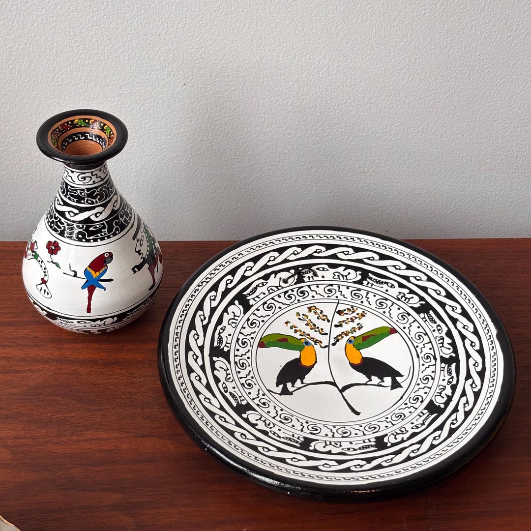 Handpainted Toucan Plate & Pitcher Set: Costa Rican Souvenir Decor - Etsy