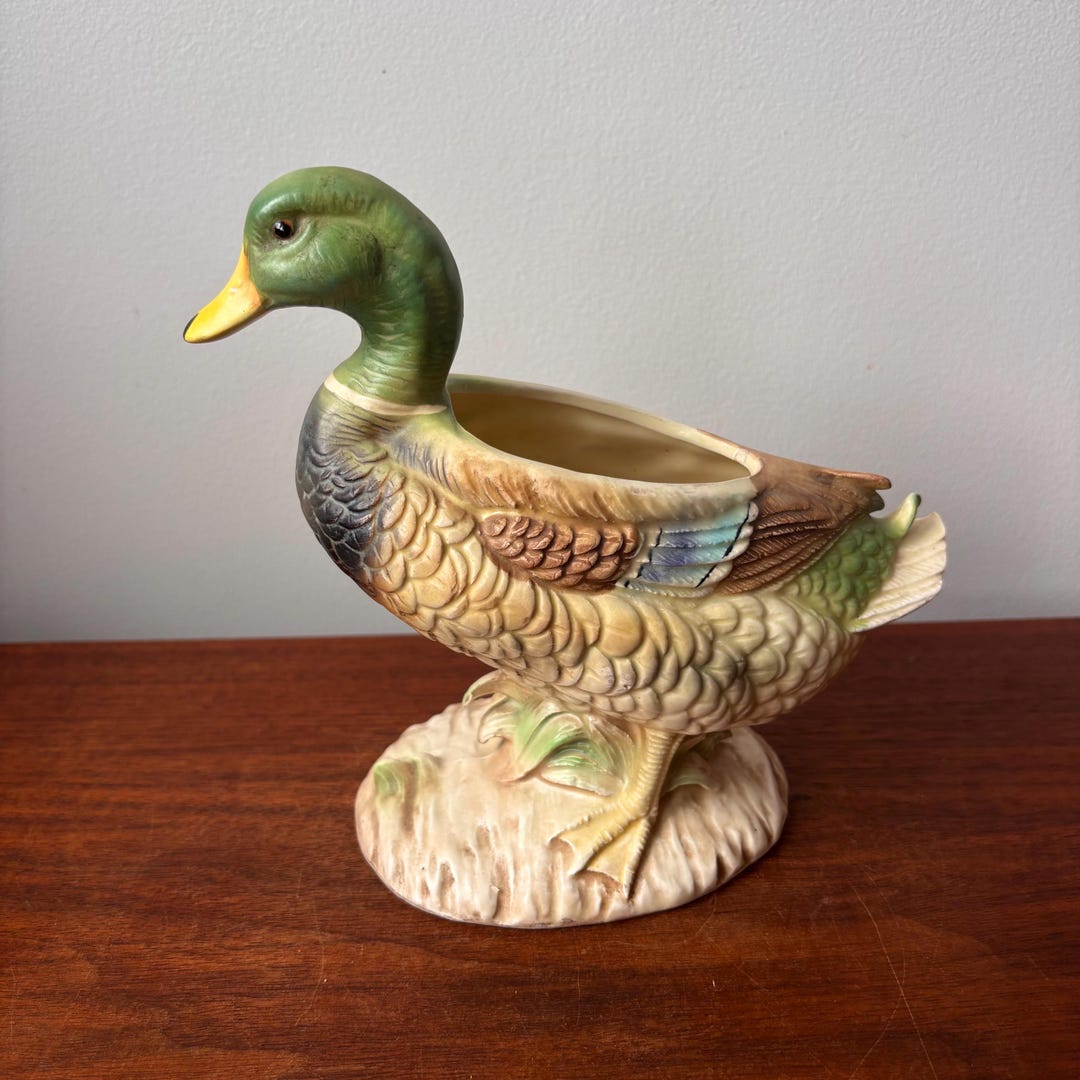 Vintage Ceramic Mallard Duck Figural Planter Relpo Japan - Etsy