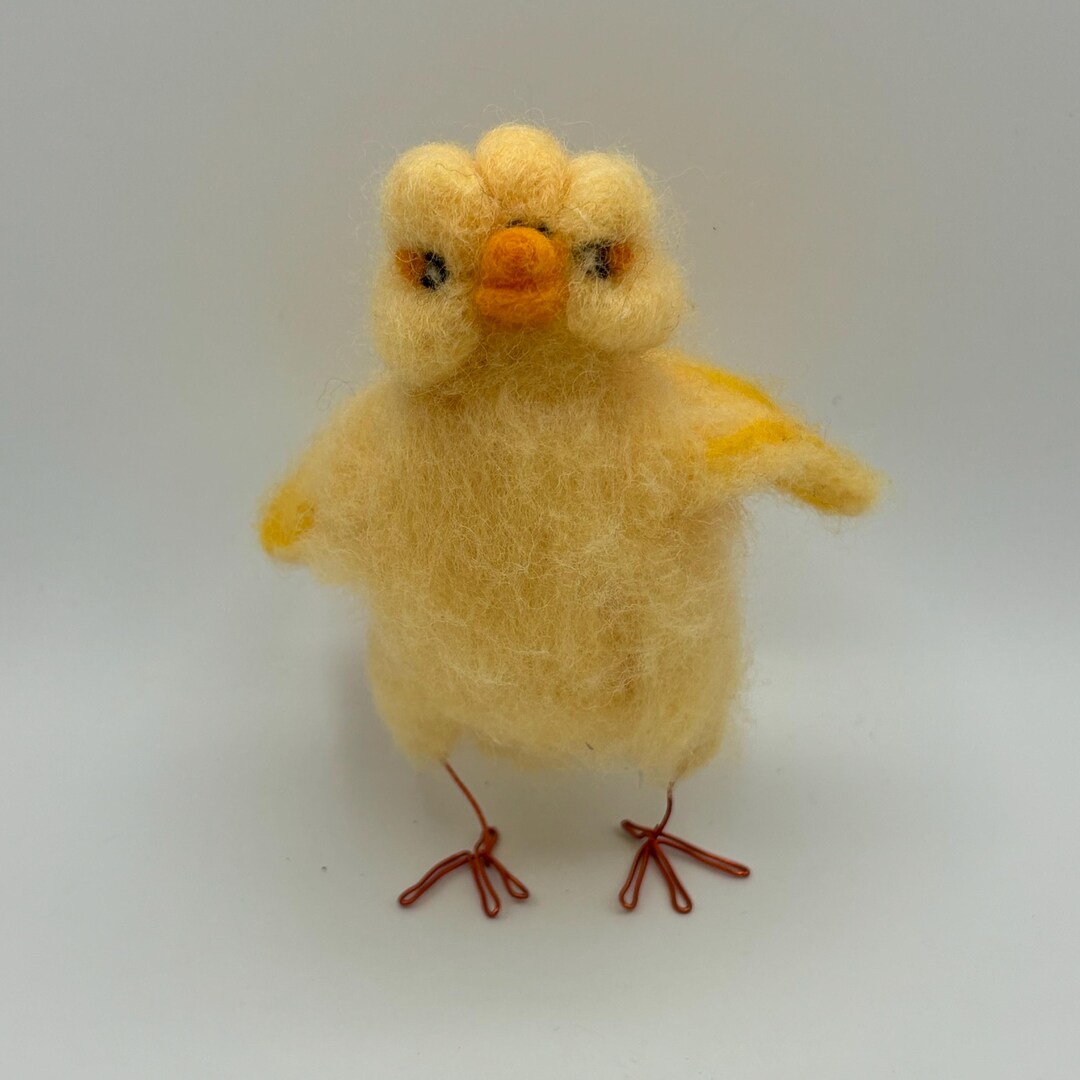 Vintage Needle Wool Felted Baby Yellow Chick, OOAK Felted Animal ...