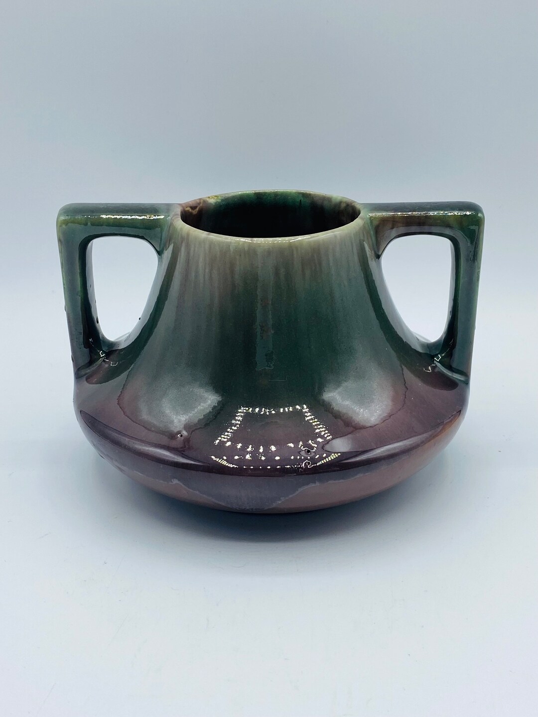 Early Haeger Pottery Eve Vase, Green With Mulberry Glaze, Arts and ...