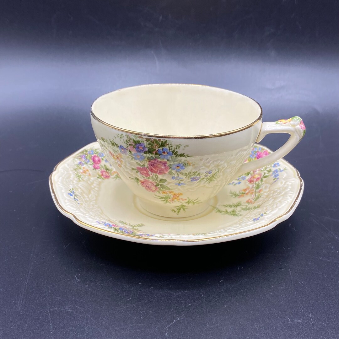 Vintage Crown Ducal Florentine Oversized Tea Cup and Saucer “rosalie ...