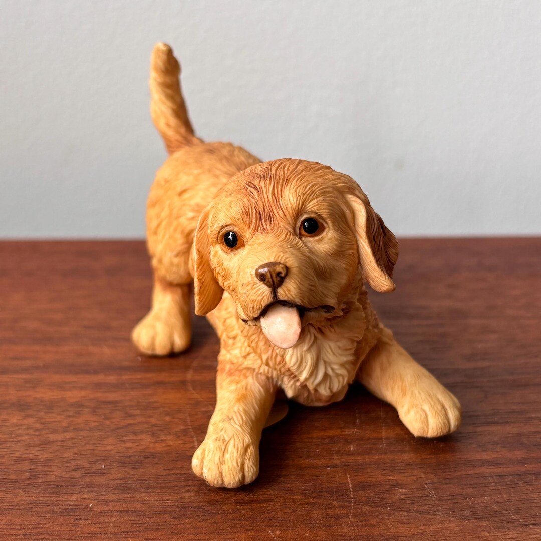 Vintage Golden Retriever Puppy Realistic Resin Figurine #03487, Country ...