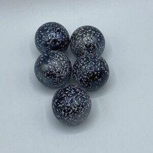 Vintage porcupine Style Mega Marbles Set of 5, Black Marbles With White ...