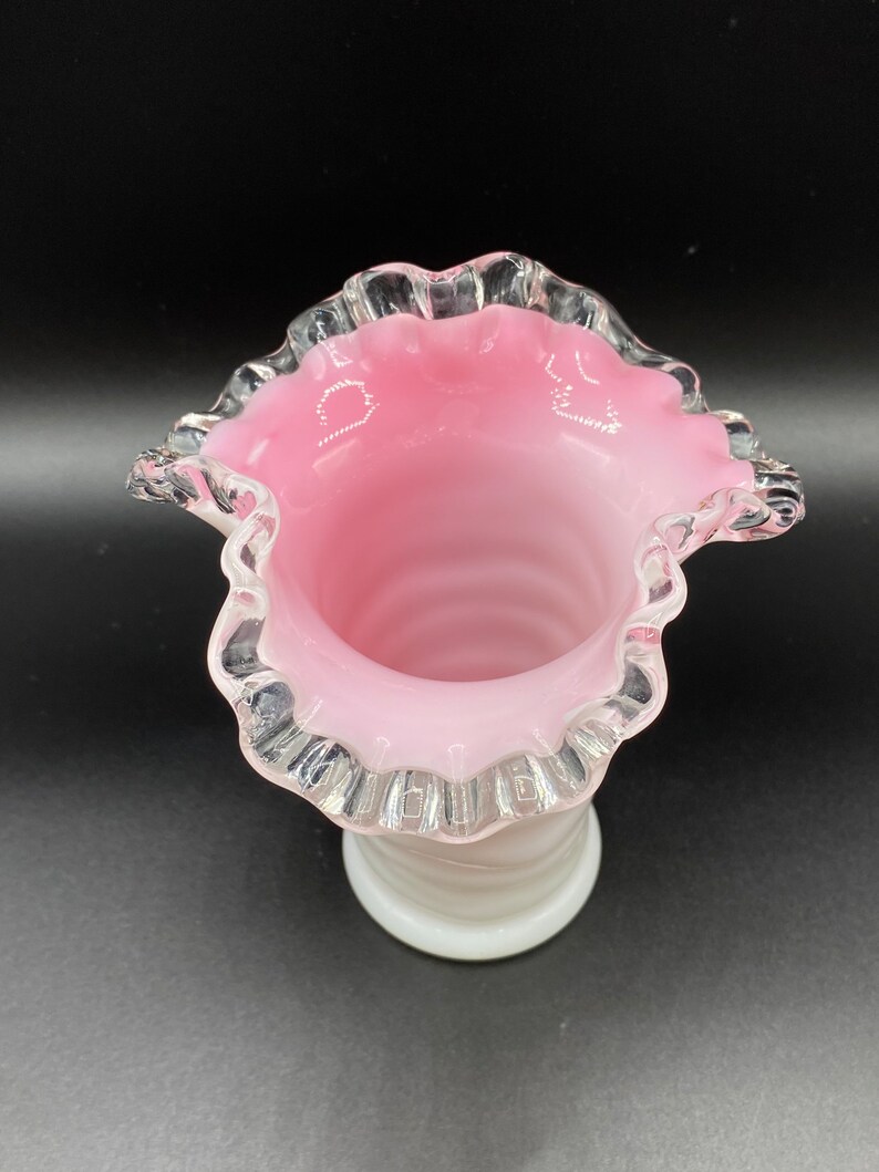 Jarrón vintage Fenton Silver Crest de 1950 en rosa y blanco - Etsy España