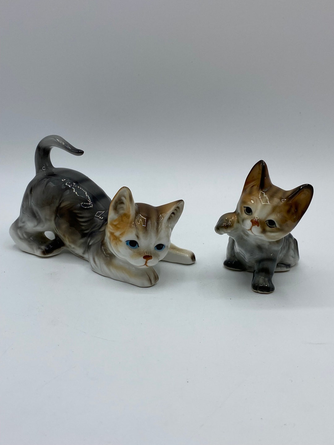 Vintage Tabby Ceramic Kitten Bone China Figurine Gift for Cat Lover ...