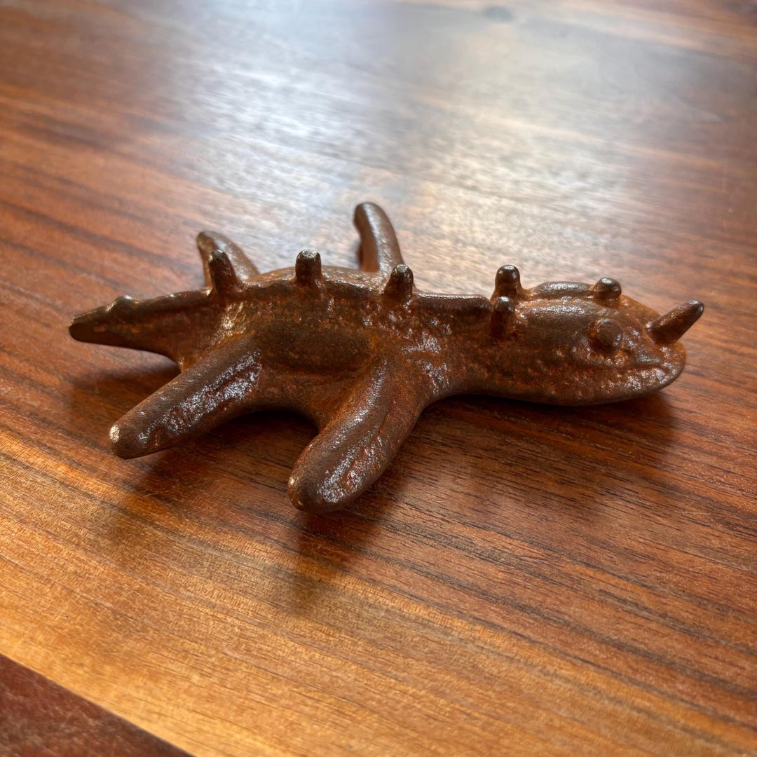 Vintage Solid Cast Metal Lizard Salamander Iron Rustic Prehistoric ...
