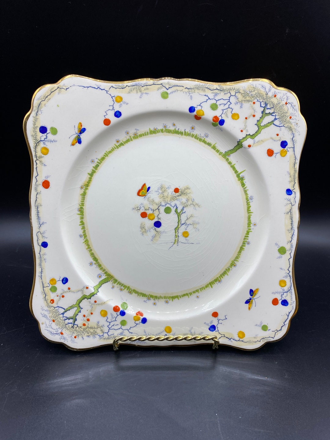 Vintage Art Deco Acacia Grimwades Royal Winton Ivory England Porcelain ...
