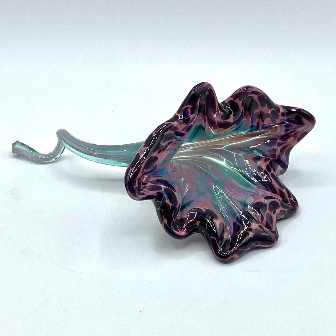 Art Glass Purple and Blue Flower With Twisted Stem, Hand Blown Art ...