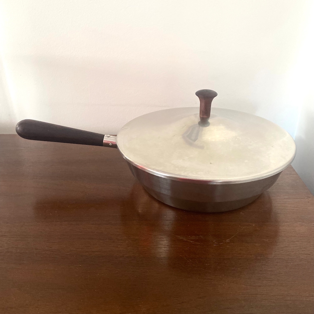 Vintage Danish Wood Handle Stainless Steel Pan With Lid and Metal ...