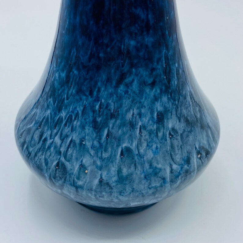 Vintage Art Glass Makora Krosno Poland Blue Bubble Bottle Vase With ...