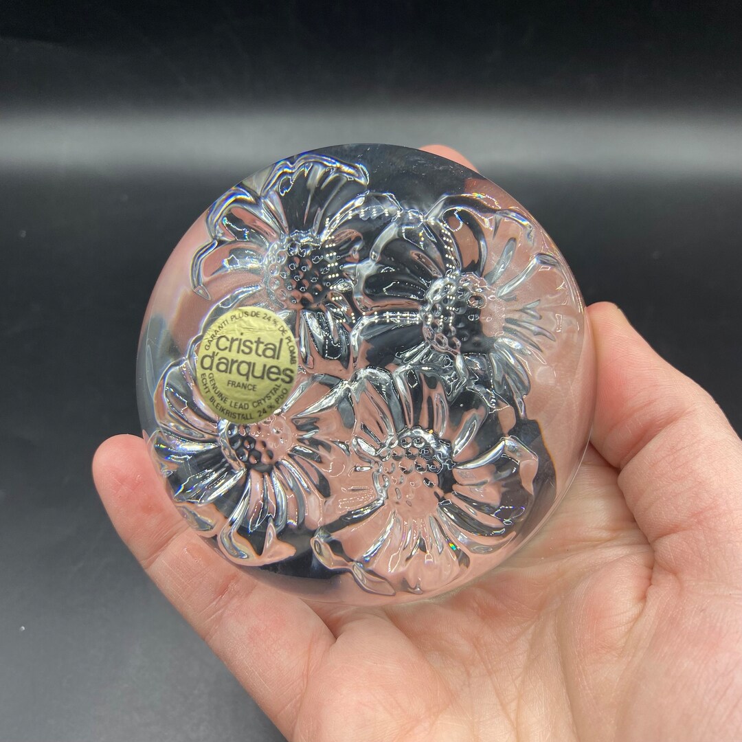 Cristal D'arques Breteuil Lead Crystal France Daisy Pattern Paperweight ...