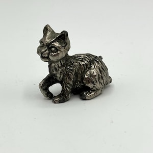 Vintage Pewter Miniature Animals Figurine Loy, Pewter Hound Dog, Kitten ...