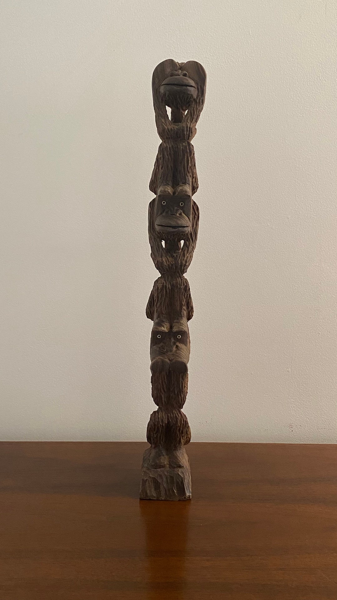 Vintage Folk Art Four Monkey Tower, “see No Evil, Hear No Evil, Say No ...