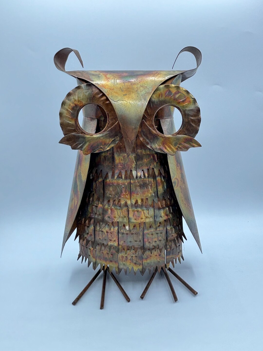 Vintage MCM Brutalist Metal Owl Sculpture 11” - Etsy