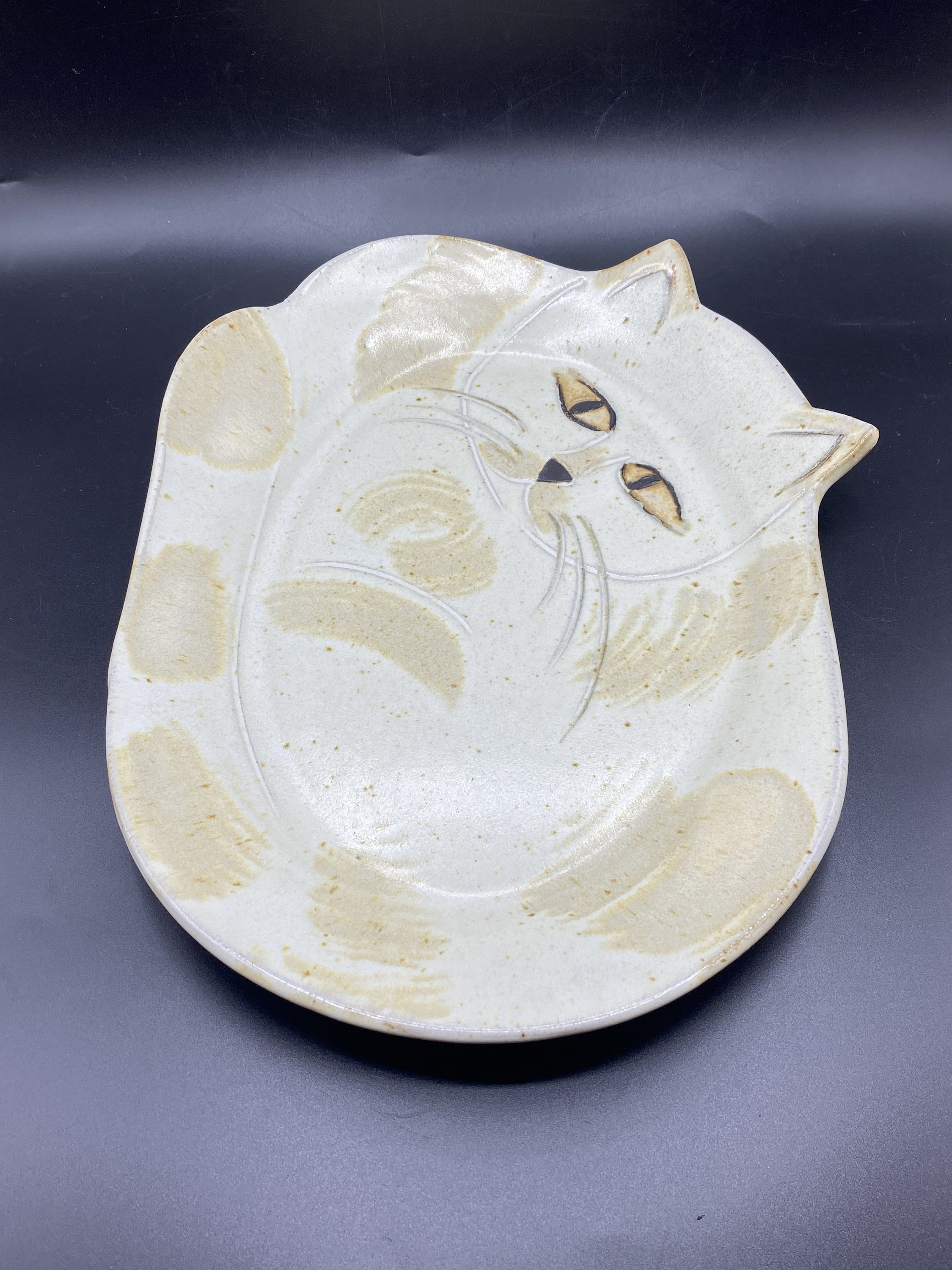 Vintage Figural Studio Pottery Cat Platter Serving Plate, Artist Signed ...