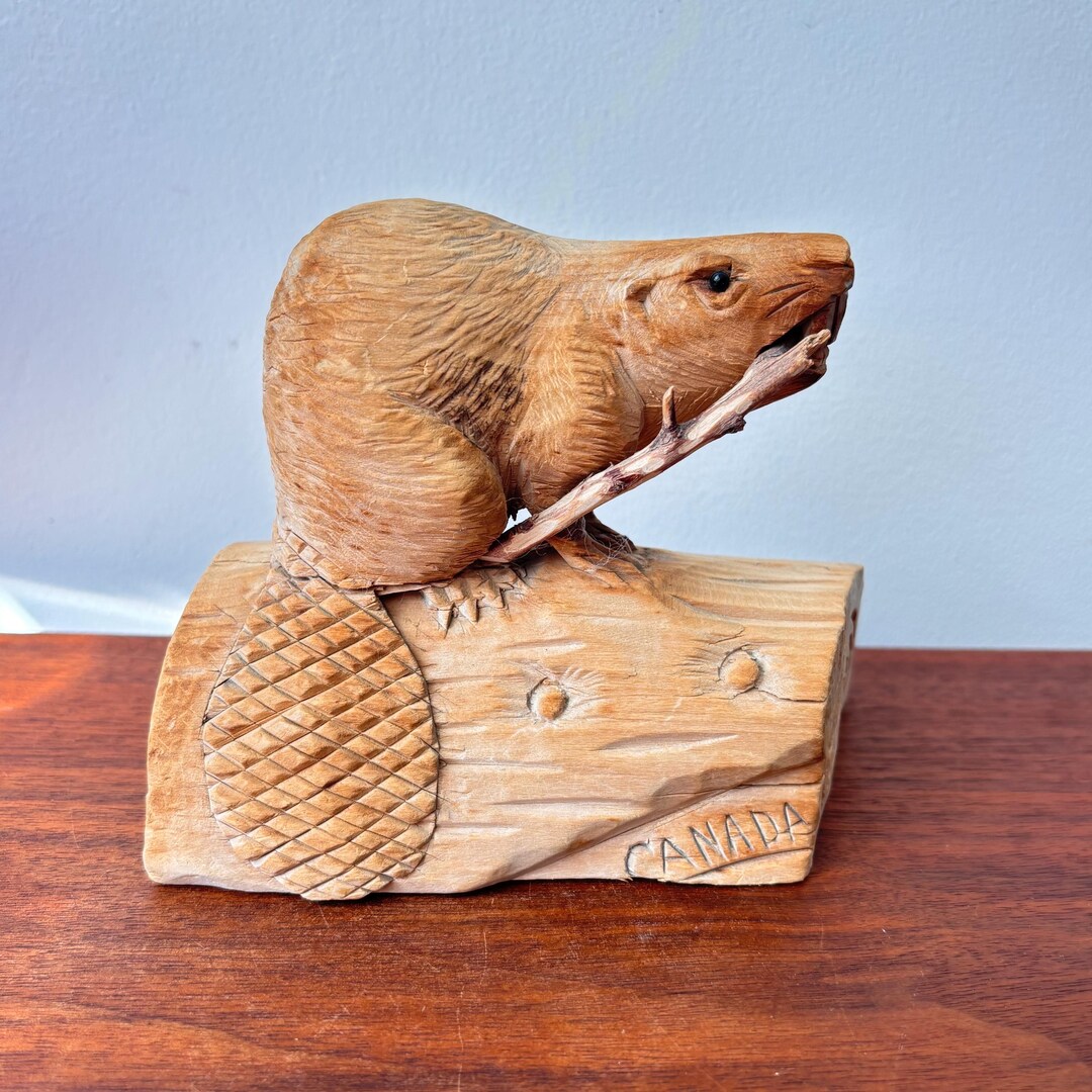 Vintage Wooden Carved Beaver Sculpture: Canadian Folk Art - Etsy Australia