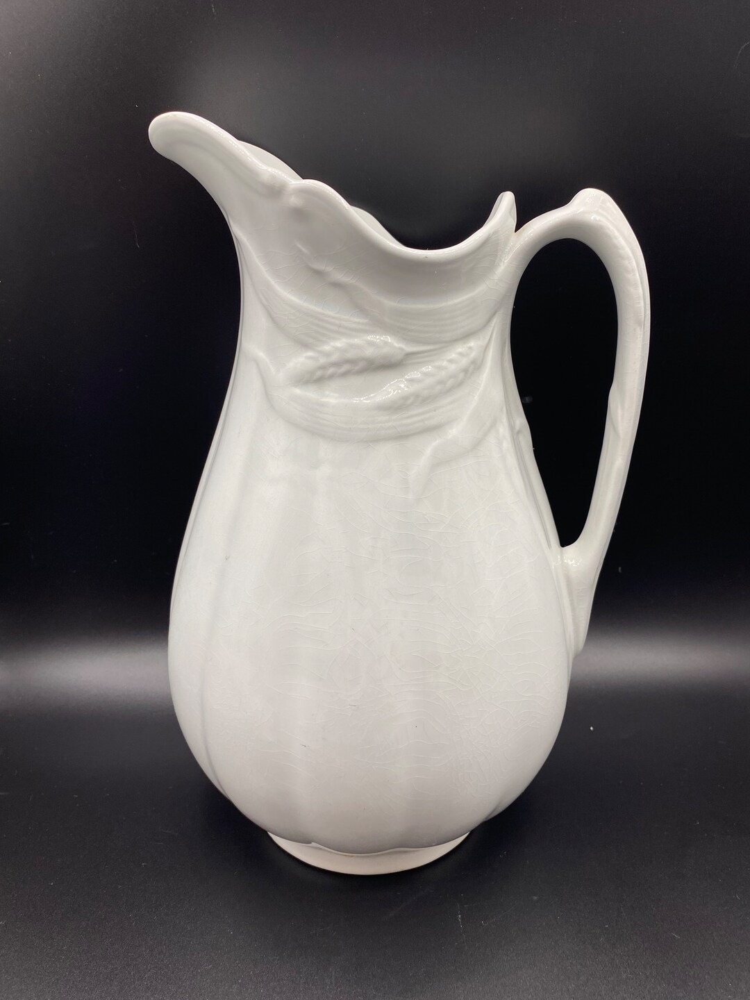 Large Antique Thomas Furnival and Sons Ironstone Pitcher With Wheat ...