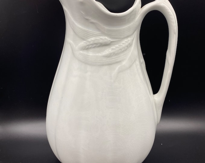 Large Antique Thomas Furnival and Sons Ironstone Pitcher With Wheat ...