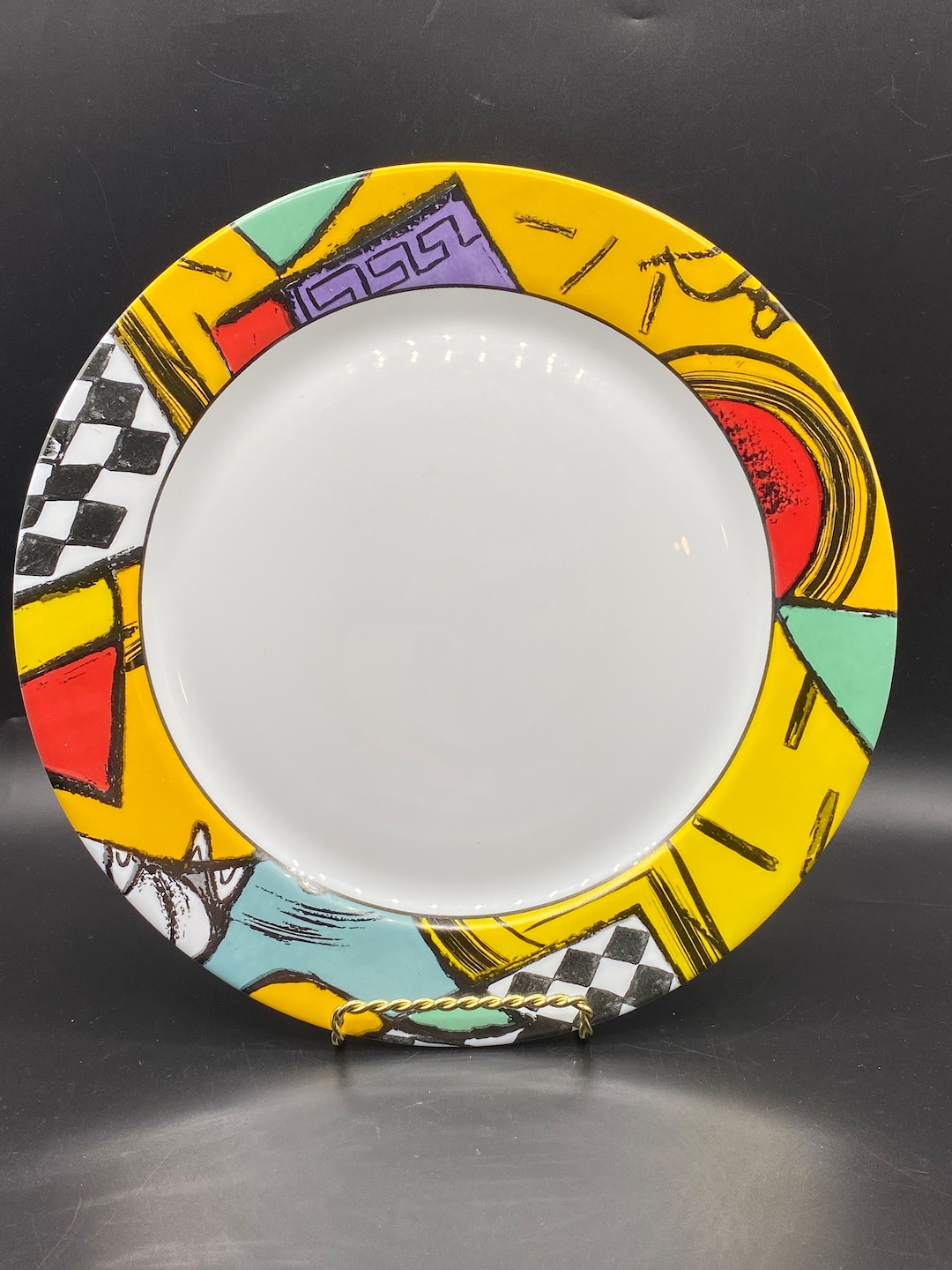 RARE Arcopal France 12.5" Dinner Plates Platter Patchwork Pattern ...