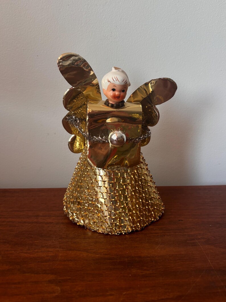 Vintage 1960s MCM Christmas Angel Tree Topper, Ceramic Face, Japan - Etsy