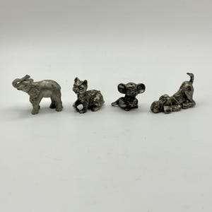 Vintage Pewter Miniature Animals Figurine Loy, Pewter Hound Dog, Kitten ...